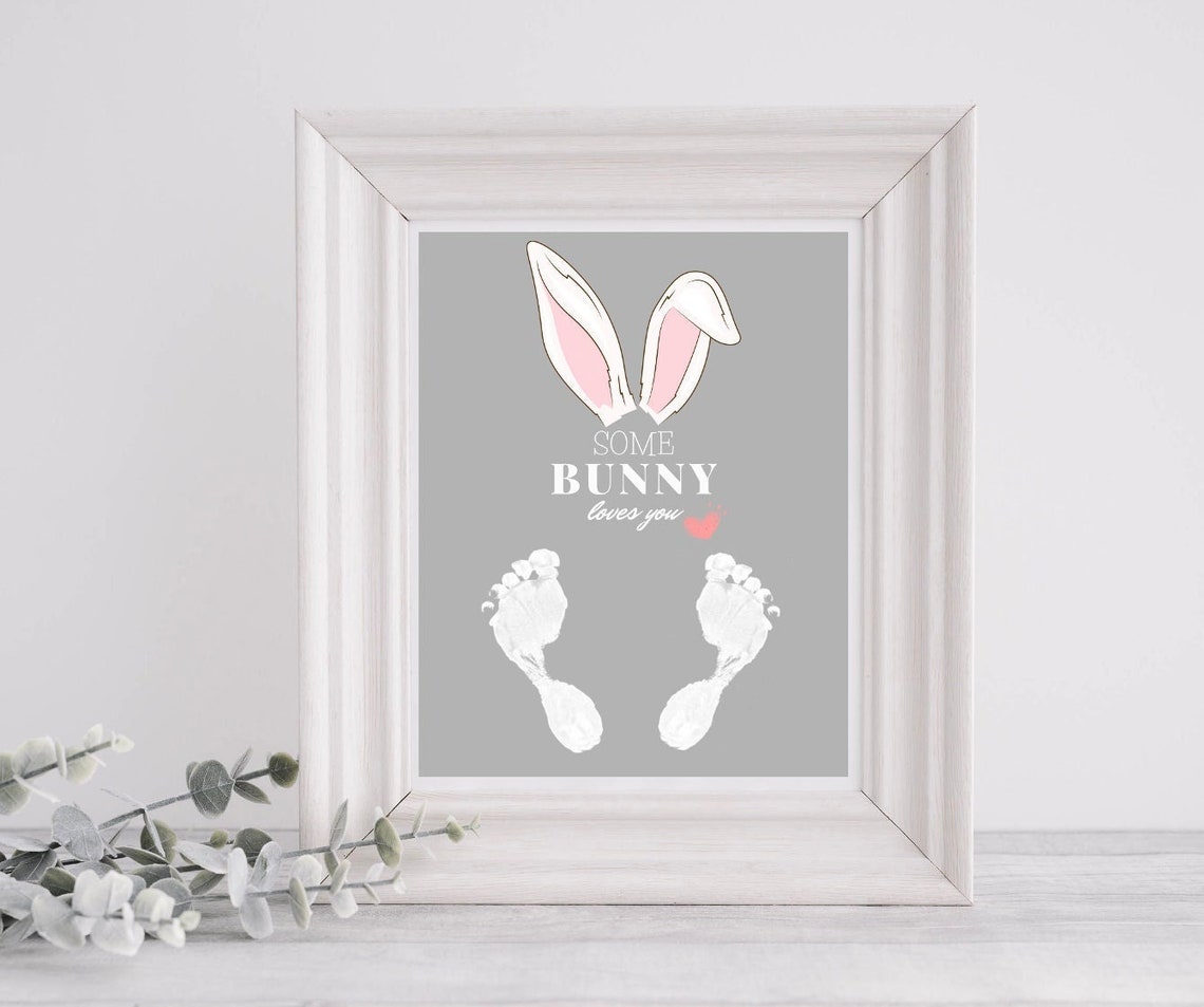 Kid's Easter Bunny Footprint Art Craft Printable Digital Download - Etsy