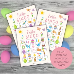 Printable Easter Bingo Game, 30 Unique Bingo Cards, Easter Activity for ...