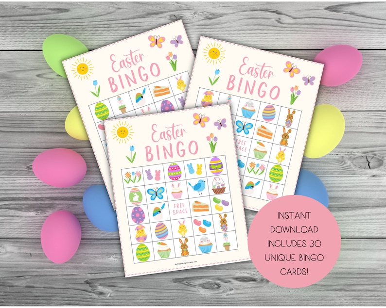 Printable Easter Bingo Game, 30 Unique Bingo Cards, Easter Activity for ...