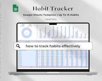 Google Sheets Habit Tracker Spreadsheet Aesthetic Template, Daily ...