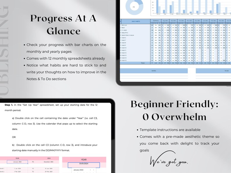 Google Sheets Habit Tracker Spreadsheet Aesthetic Template, Daily ...