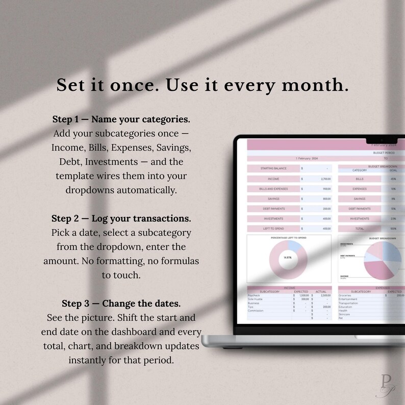 Paycheck Budget Tracker | Google Sheets Monthly Budget (digital ...