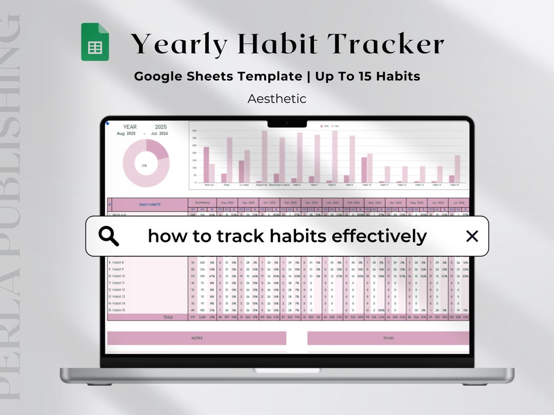 Google Sheets Habit Tracker Spreadsheet Aesthetic Template, Daily ...