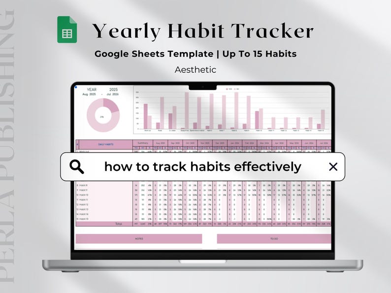 Google Sheets Habit Tracker Spreadsheet Aesthetic Template, Daily ...