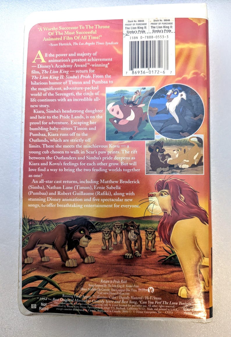 The Lion King VHS Tapes, Platinum & Simba's Pride - Etsy