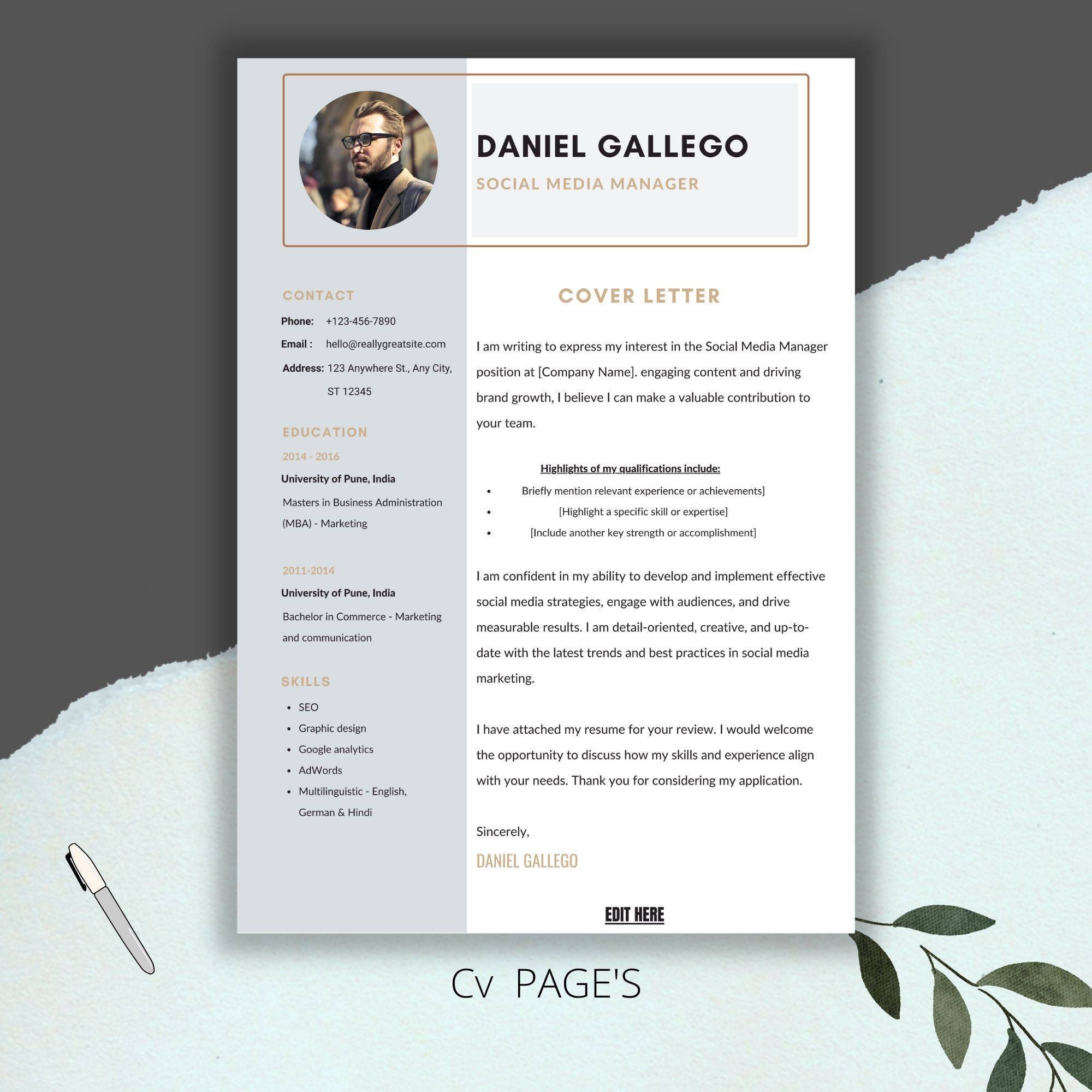 Resume Template and Cover Letter References Template DIY - Etsy