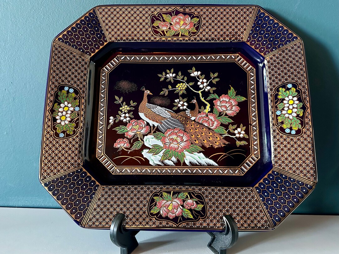 Vintage Japanese Ceramic Plate Gold Kutani Yaki Samurai Daimyo Shogun ...