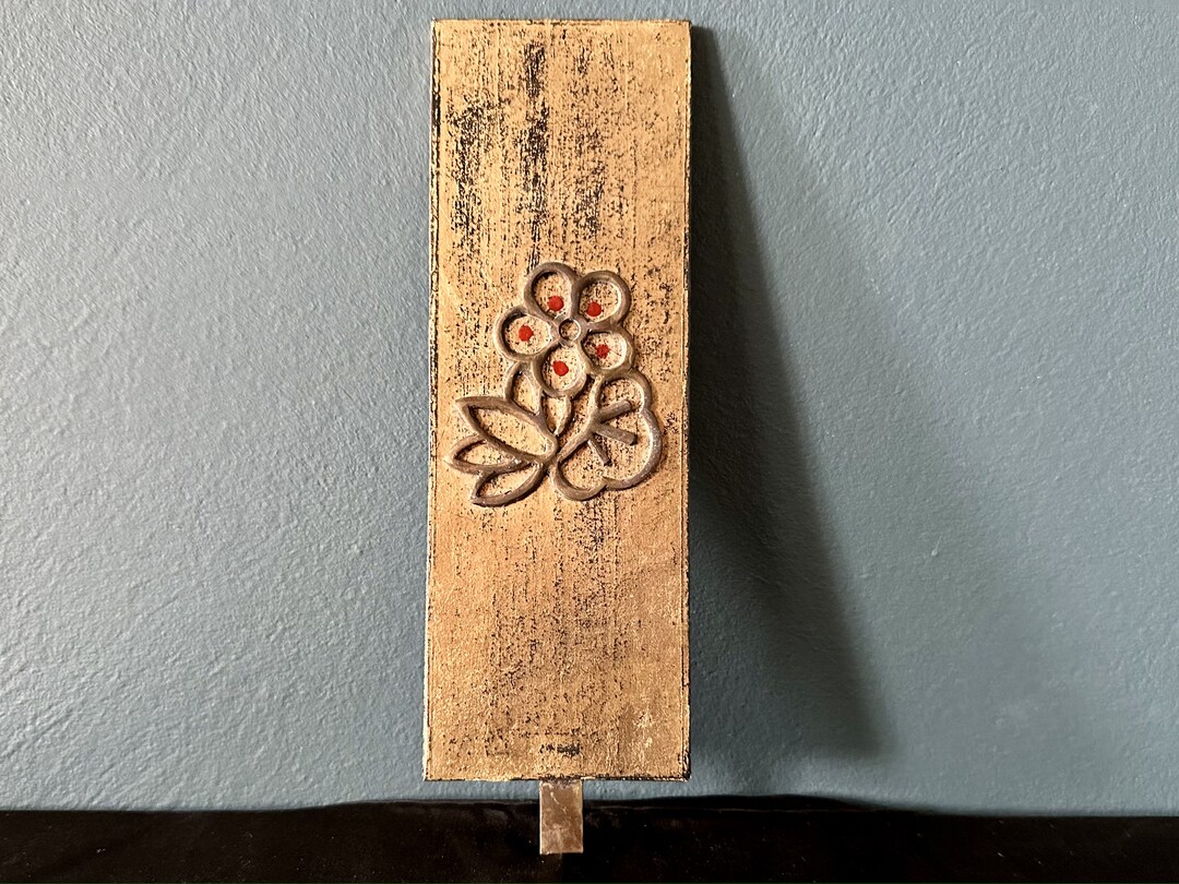 Real Antique Samurai Kamon Emblem Maetate , Flower Motif Gold on Wood ...