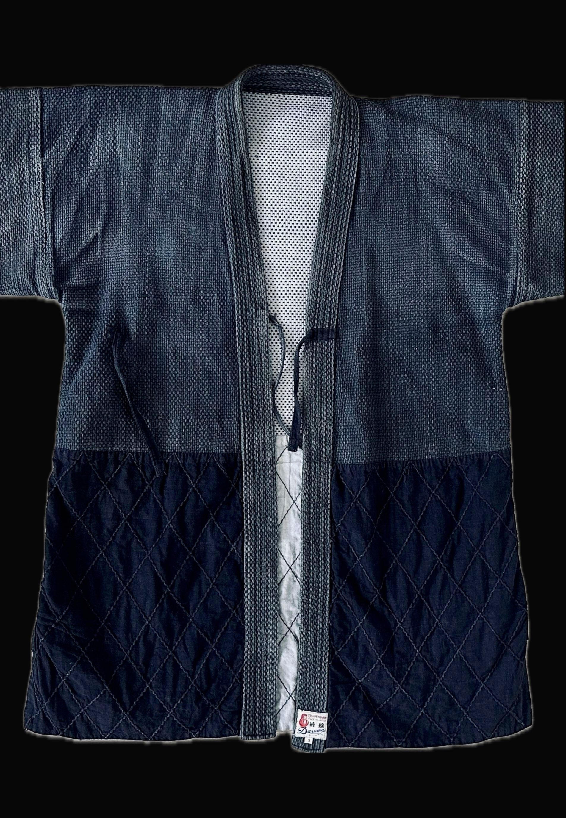 Japanese Traditional Kenjutsu Uniform Sashiko Indigo Blue Boro Noragi ...