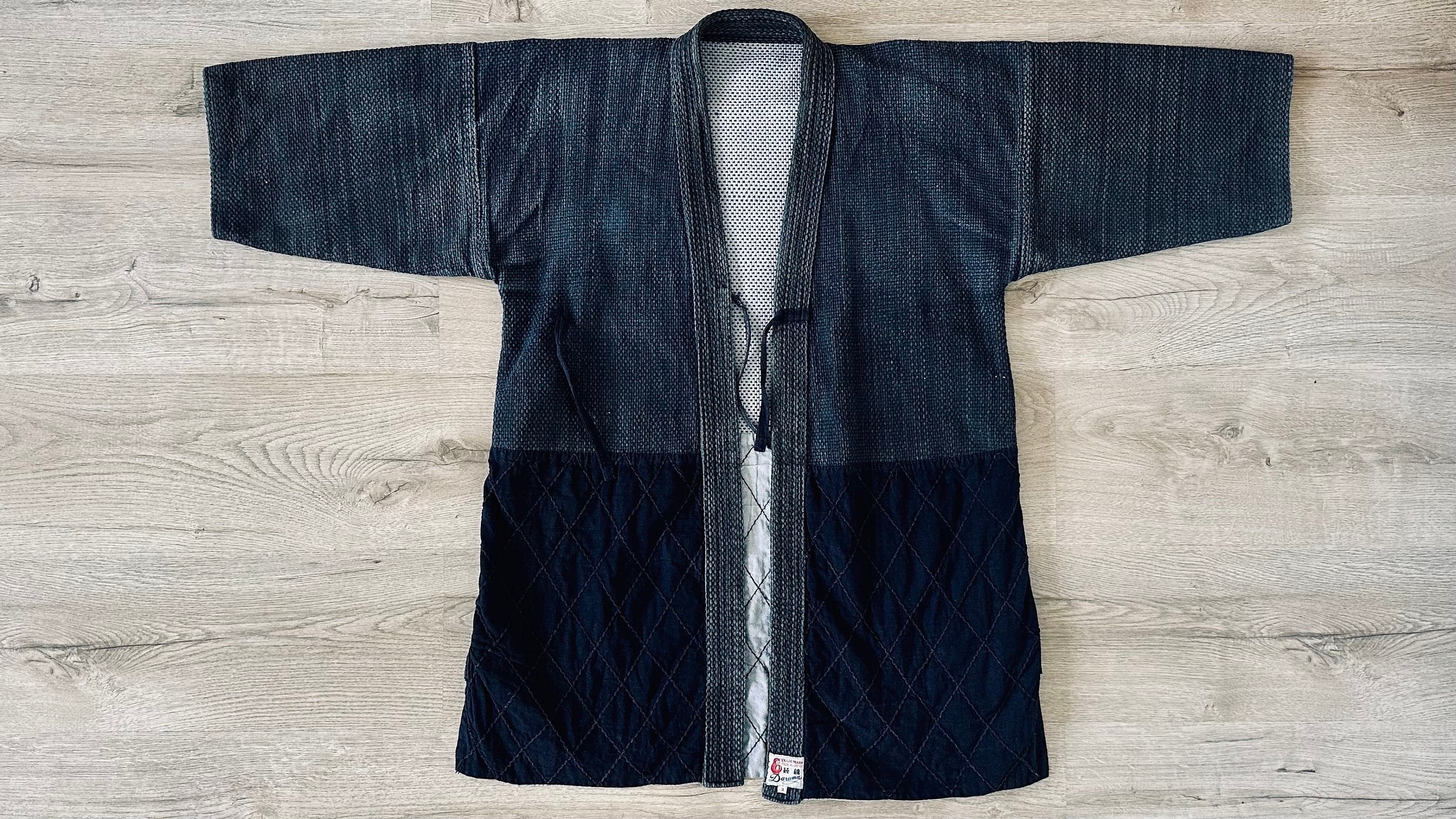 Japanese Traditional Kenjutsu Uniform Sashiko Indigo Blue Boro Noragi ...