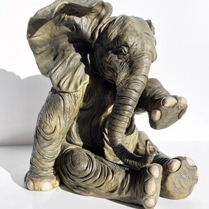 Vintage Large Heavy Sculpture Sitting Crying Elephant. Vintage ...