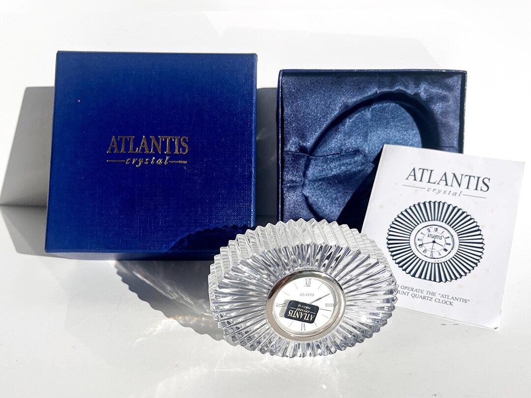New Vintage Atlantis Lead Crystal Table Clock Lead Crystal Quartz ...