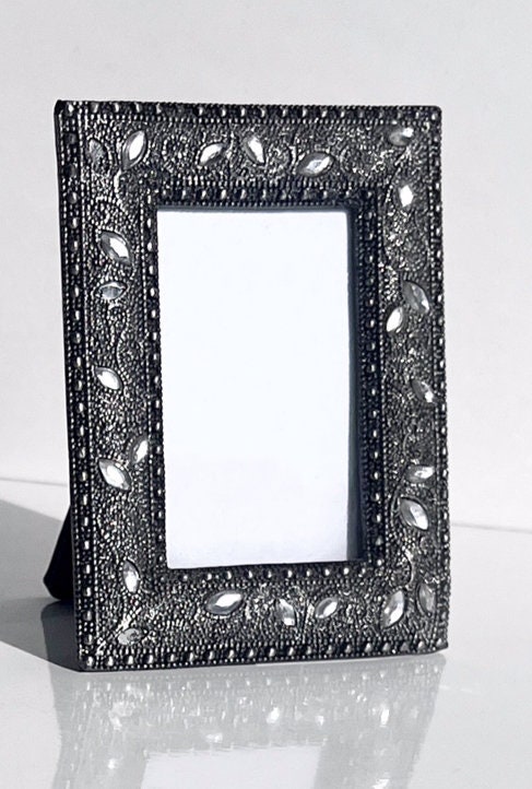 Vintage Small Two Pewter Crystal Photo Frames/silver Color Metal Frames ...