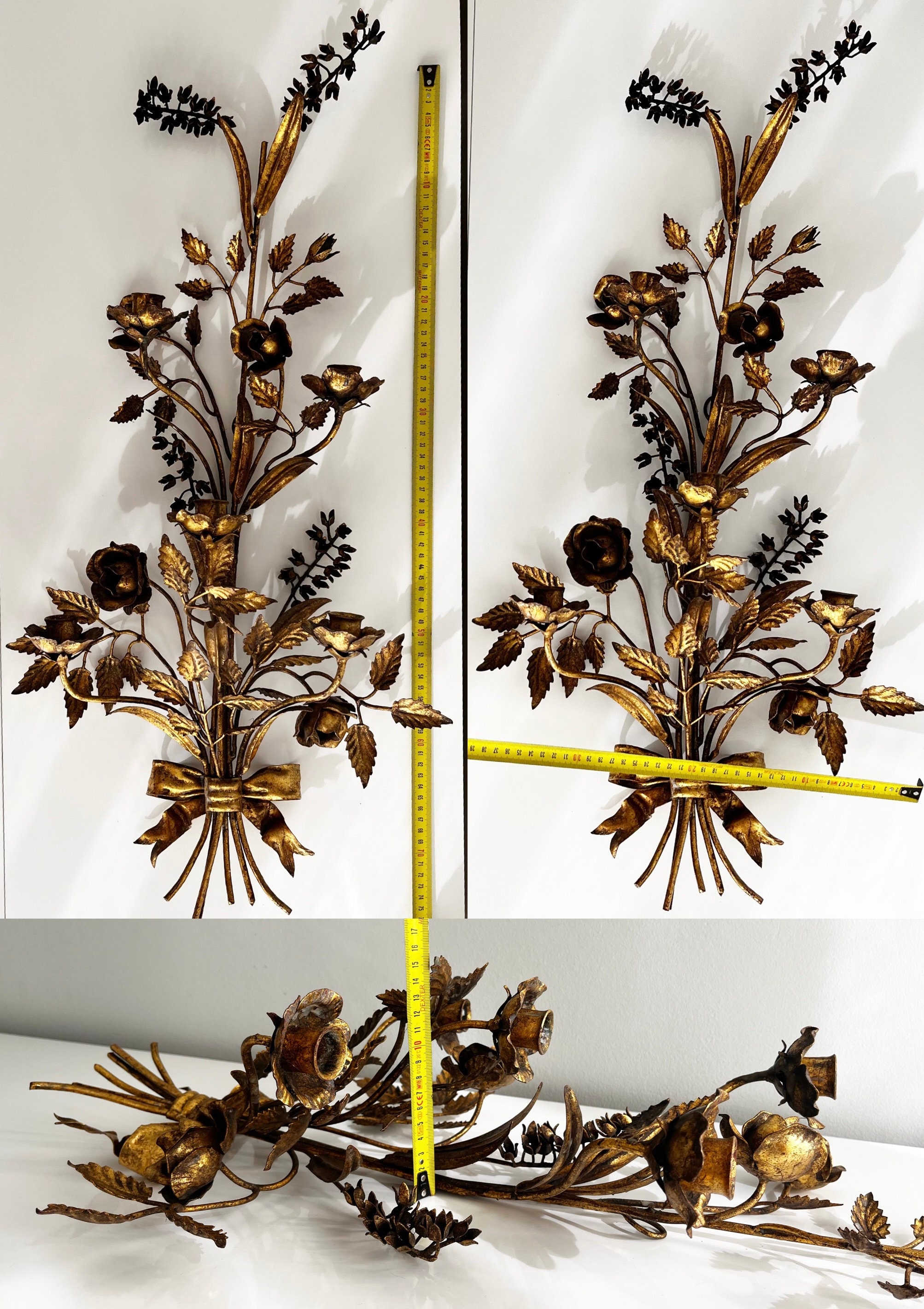 Two Large Hollywood Regency Florentine Wall Sconces - Etsy