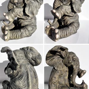 Vintage Large Heavy Sculpture Sitting Crying Elephant. Vintage ...