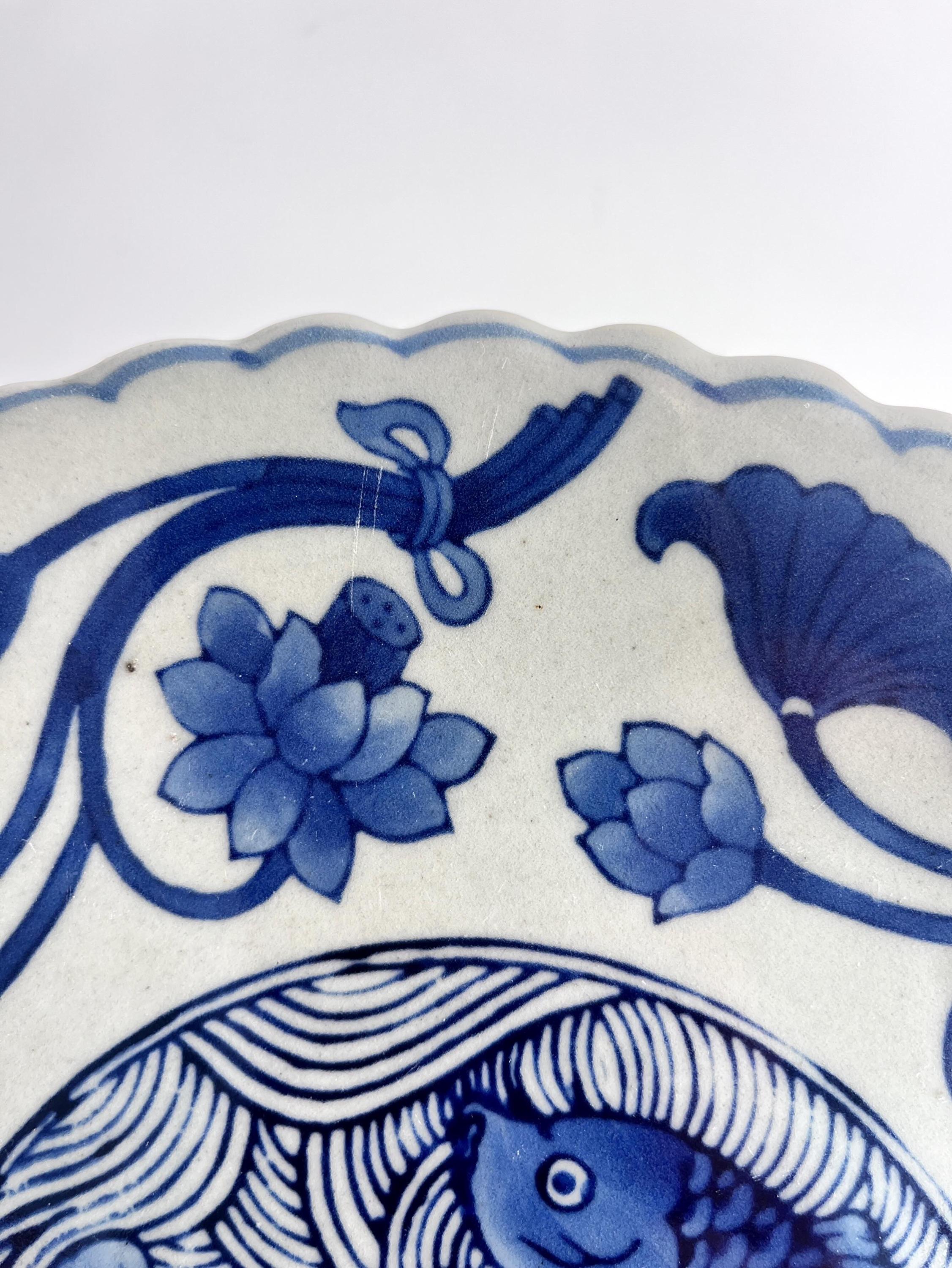Vintage Ceramic Blue and White Fish Pattern Wall Plate, Home Decoration ...