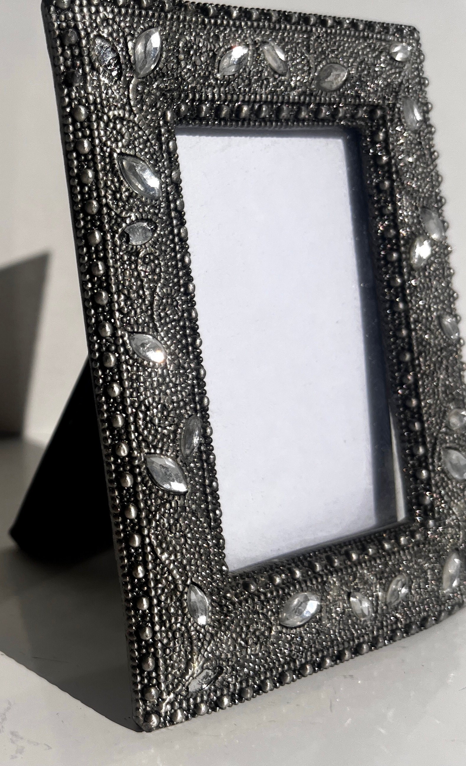 Vintage Small Two Pewter Crystal Photo Frames/silver Color Metal Frames ...