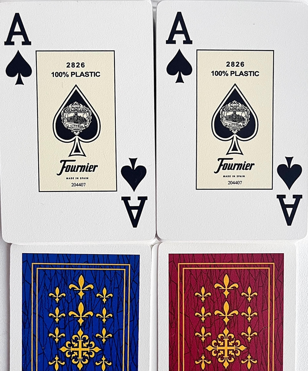 Rare Two Decks of New Fournier Jumbo Poker Cards Red With Fleur De Lys ...