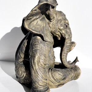 Vintage Large Heavy Sculpture Sitting Crying Elephant. Vintage ...