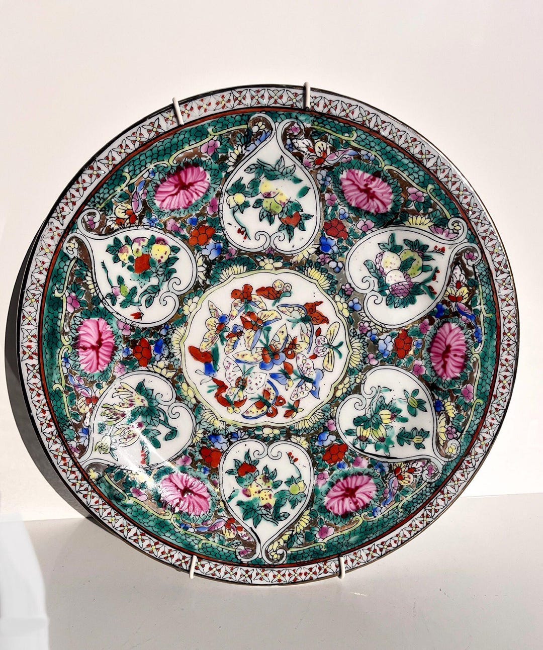 Vintage Chinese Porcelain Decorative Plate Macau Hand Painted Famille ...