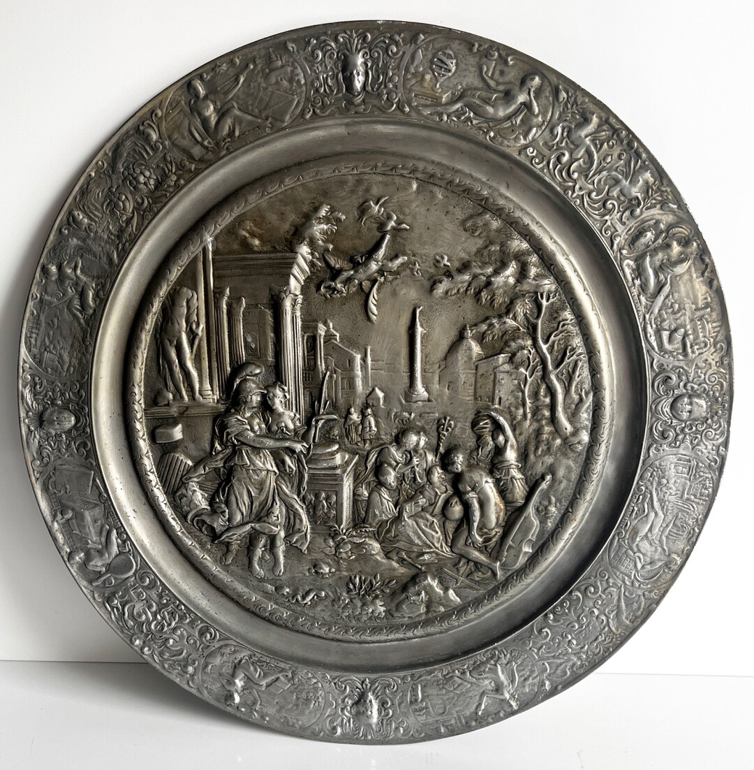 Wall Mounted Tin Plate, Greek Mythology Cherub Wall Art, Room Decor ...