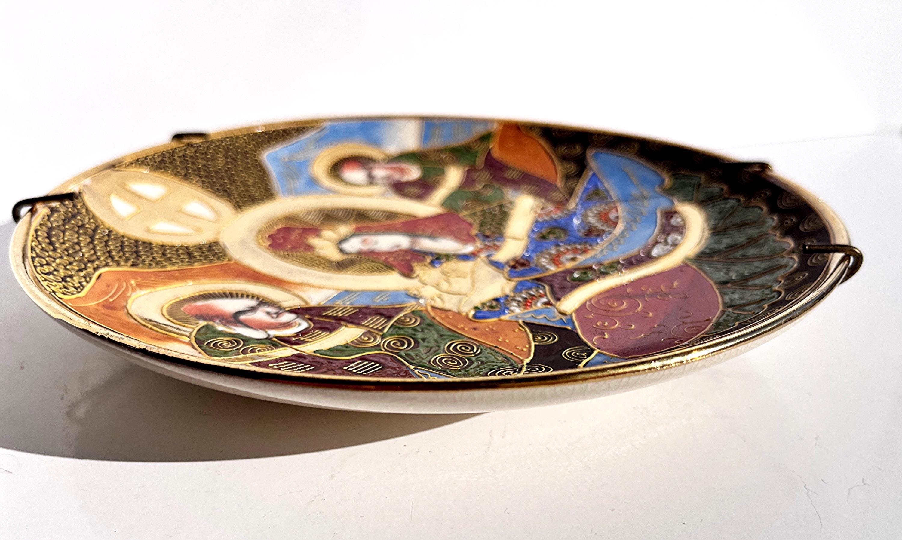 Vintage Japanese Satsuma Moriage Porcelain Plate, Moriage Hand Painted ...