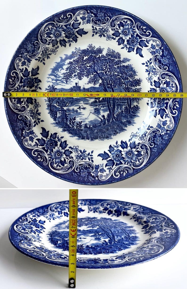 Blue and White Dinner Plate, 'english Scene' in Blue Collection ...