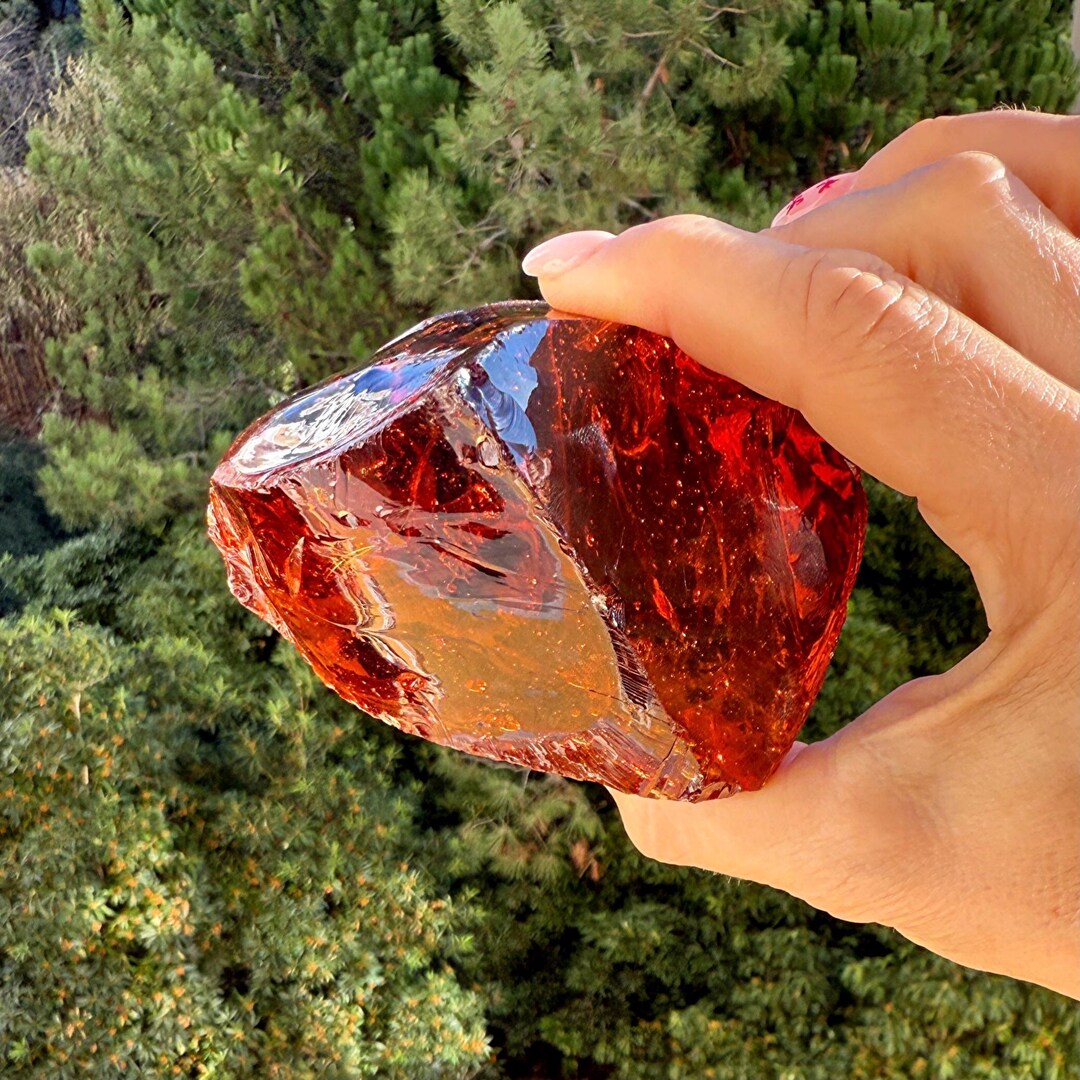 Amber Art Glass Object for Home Décor, Handcrafted Slag Glass Sculpture ...