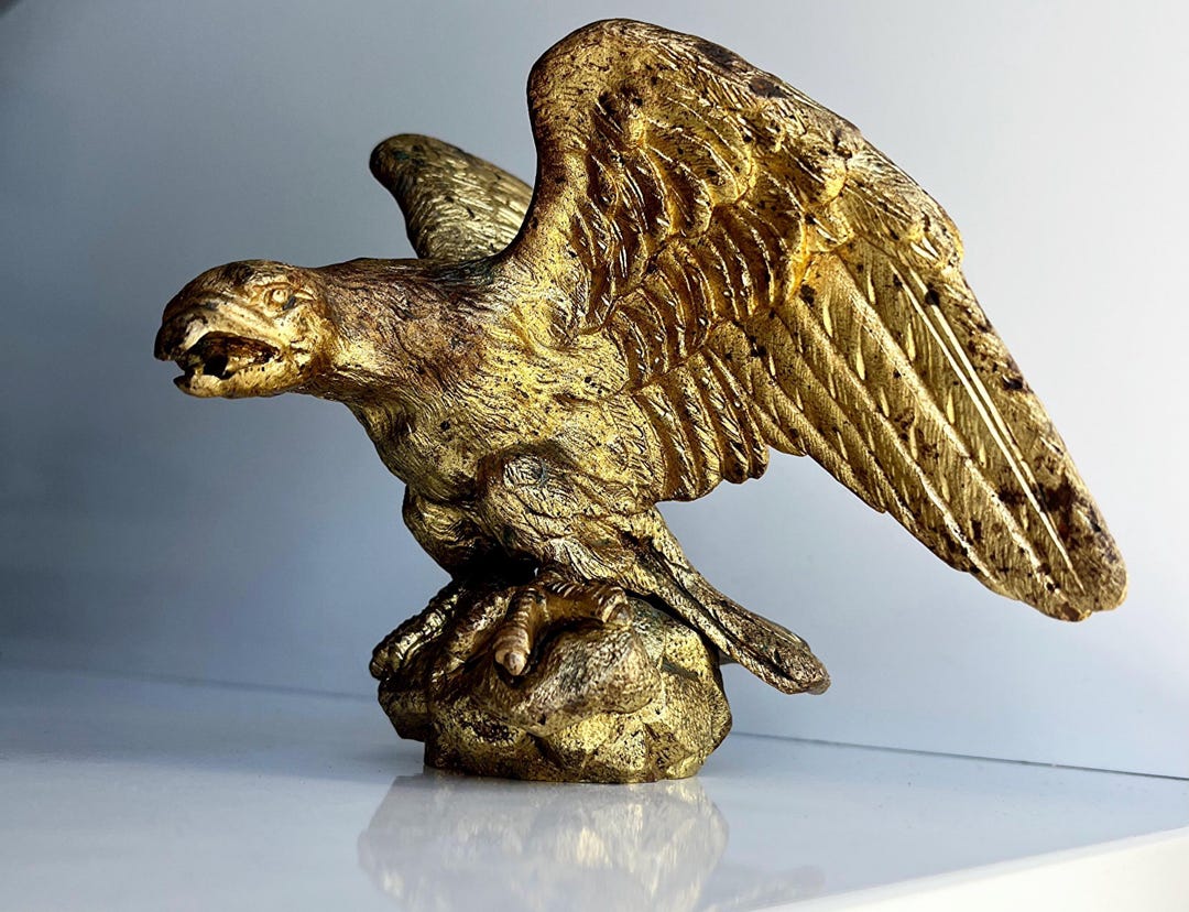Vintage Bronze Sculpture of Gilded Eagle From a Mantel Clock in the ...