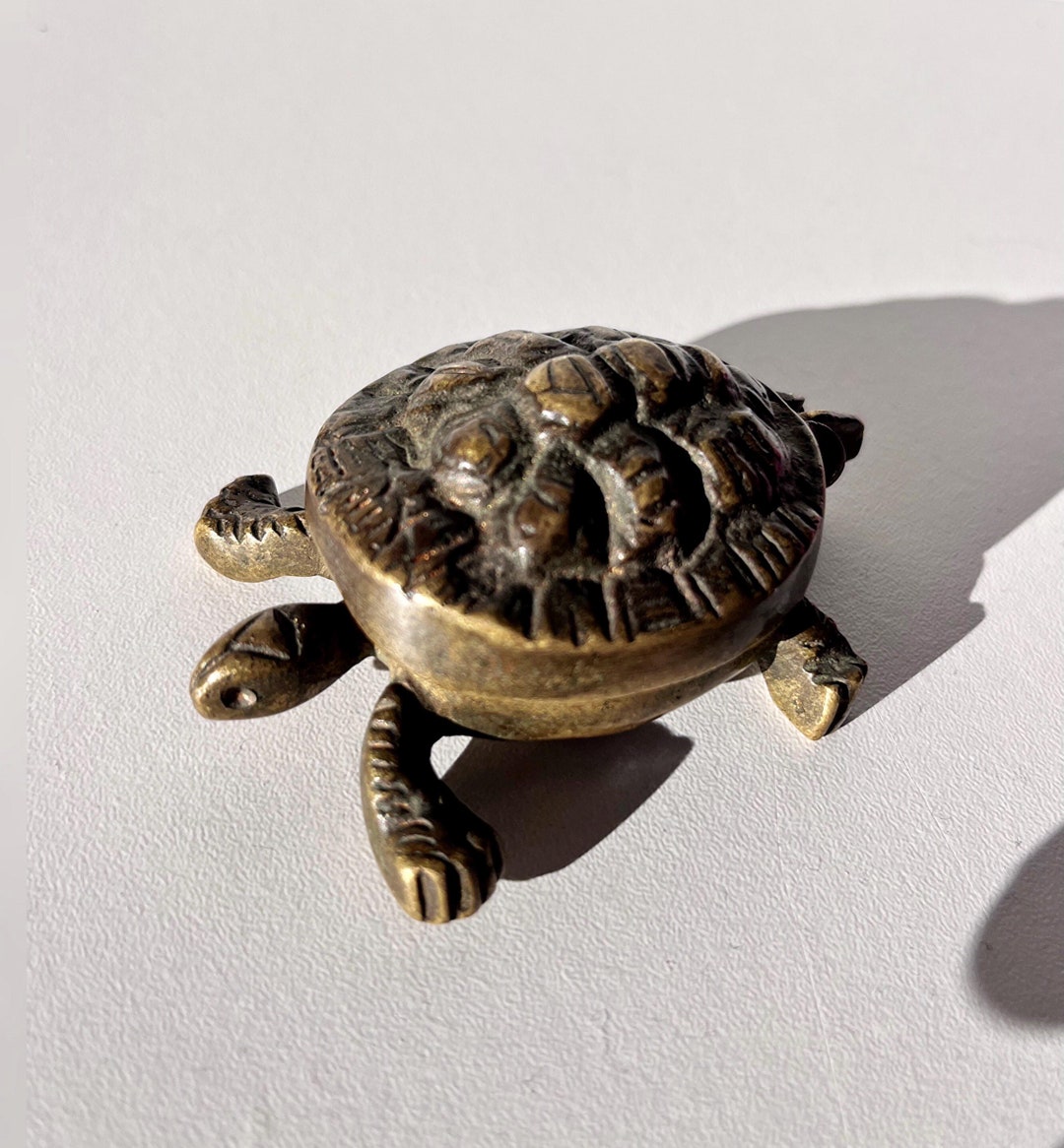 Vintage Small Bronze Turtle Ashtray Trinket Box With Lid Turtle Ashtray ...
