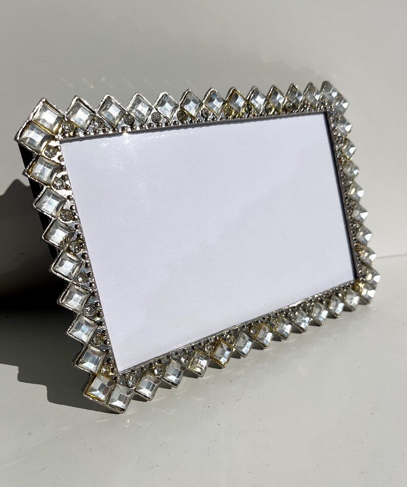 Vintage Metal Photo Frame With Glass Appliques, Decorative Photo Frame ...