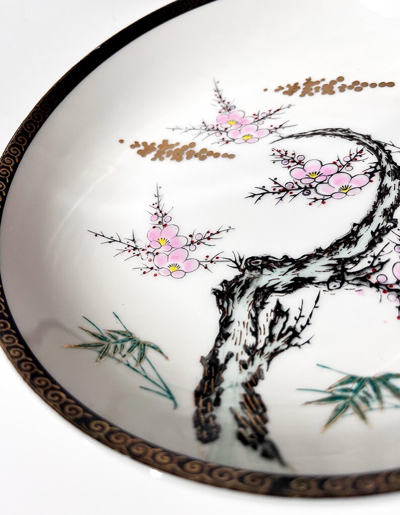 Vintage Japanese Porcelain Plate Cherry Blossom Decorated Satsuma ...