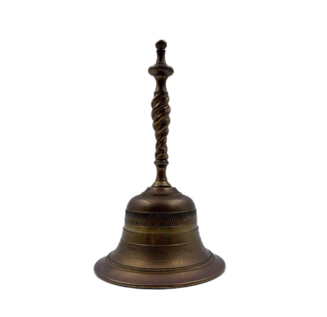 Vintage Brass Bell With Twisted Handle, Portugal, 1920s, Antique Golden ...