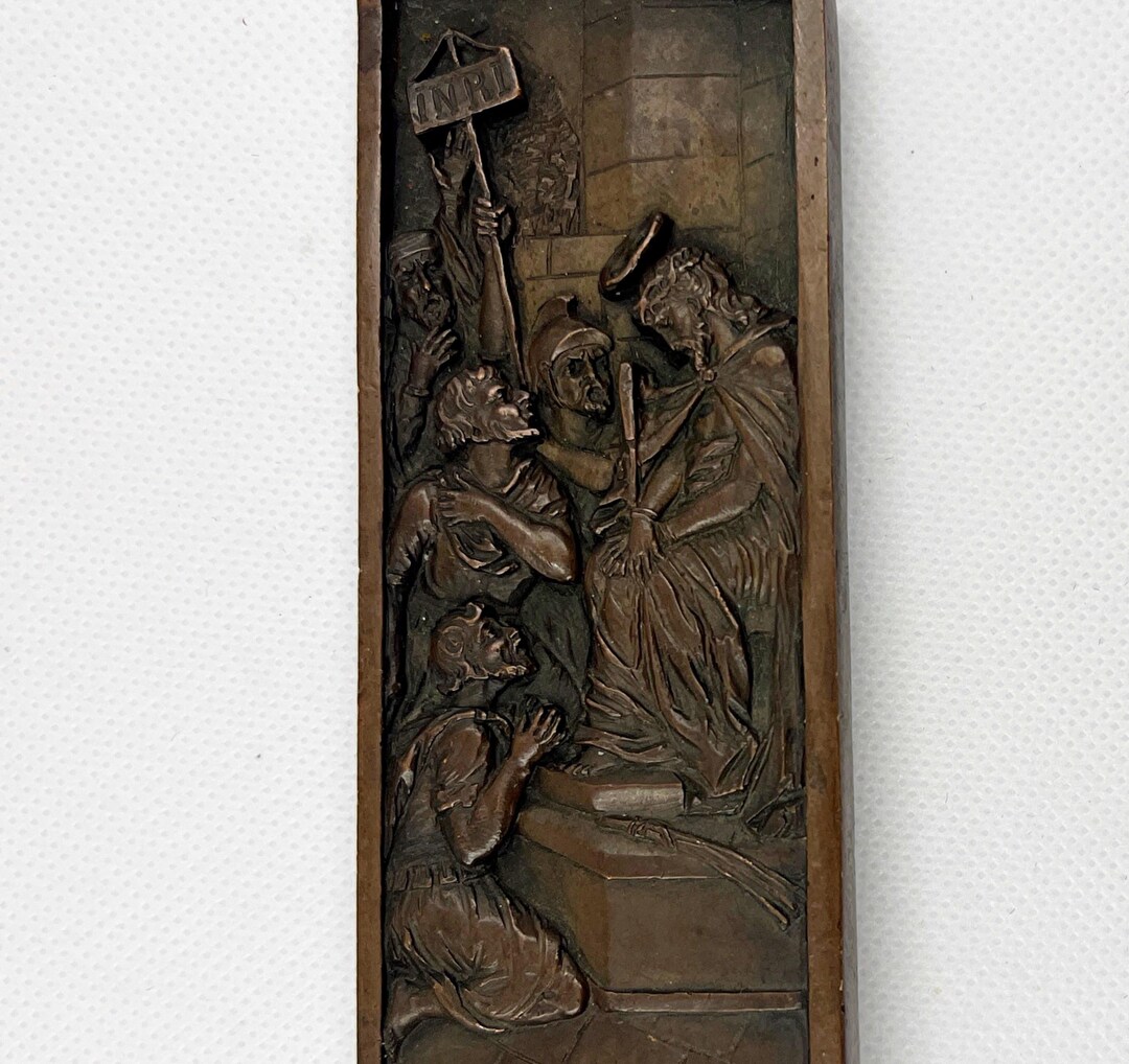 Antique Bronze Religious Plaque “ecce Homo”, 19th Century Christian ...