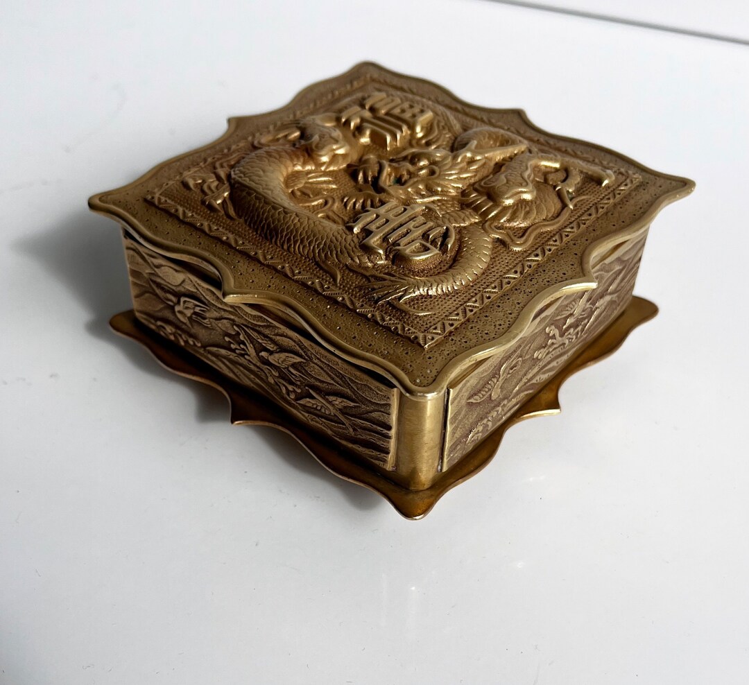 Vintage Japanese Dragon Jewelry Box, Brass. Rare Jewelry Box, Vintage ...
