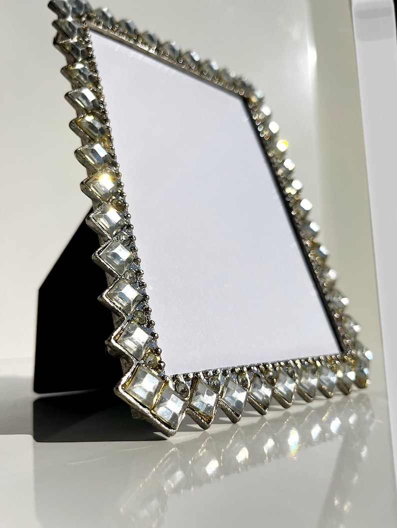 Vintage Metal Photo Frame With Glass Appliques, Decorative Photo Frame ...