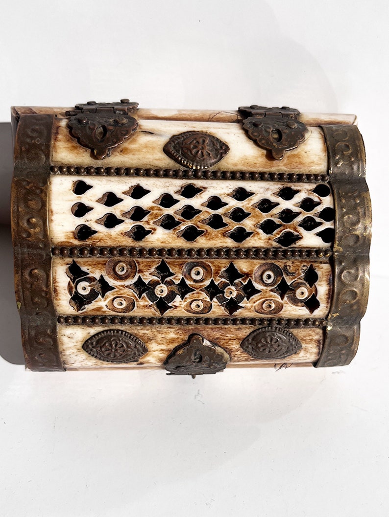 Vintage Indian Camel Bone Jewelry Box, Handmade Bone Jewelry Box Bone ...