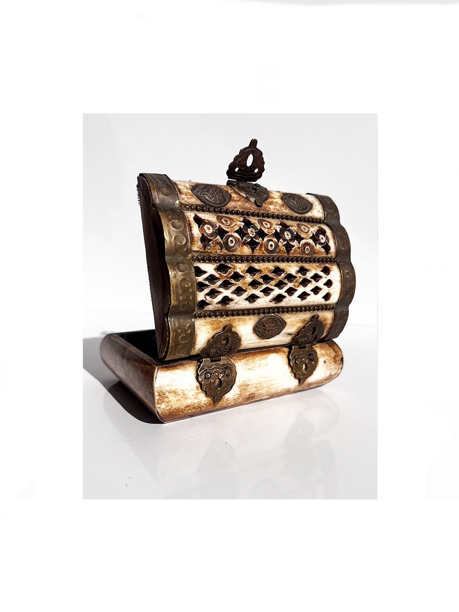 Vintage Indian Camel Bone Jewelry Box, Handmade Bone Jewelry Box Bone ...