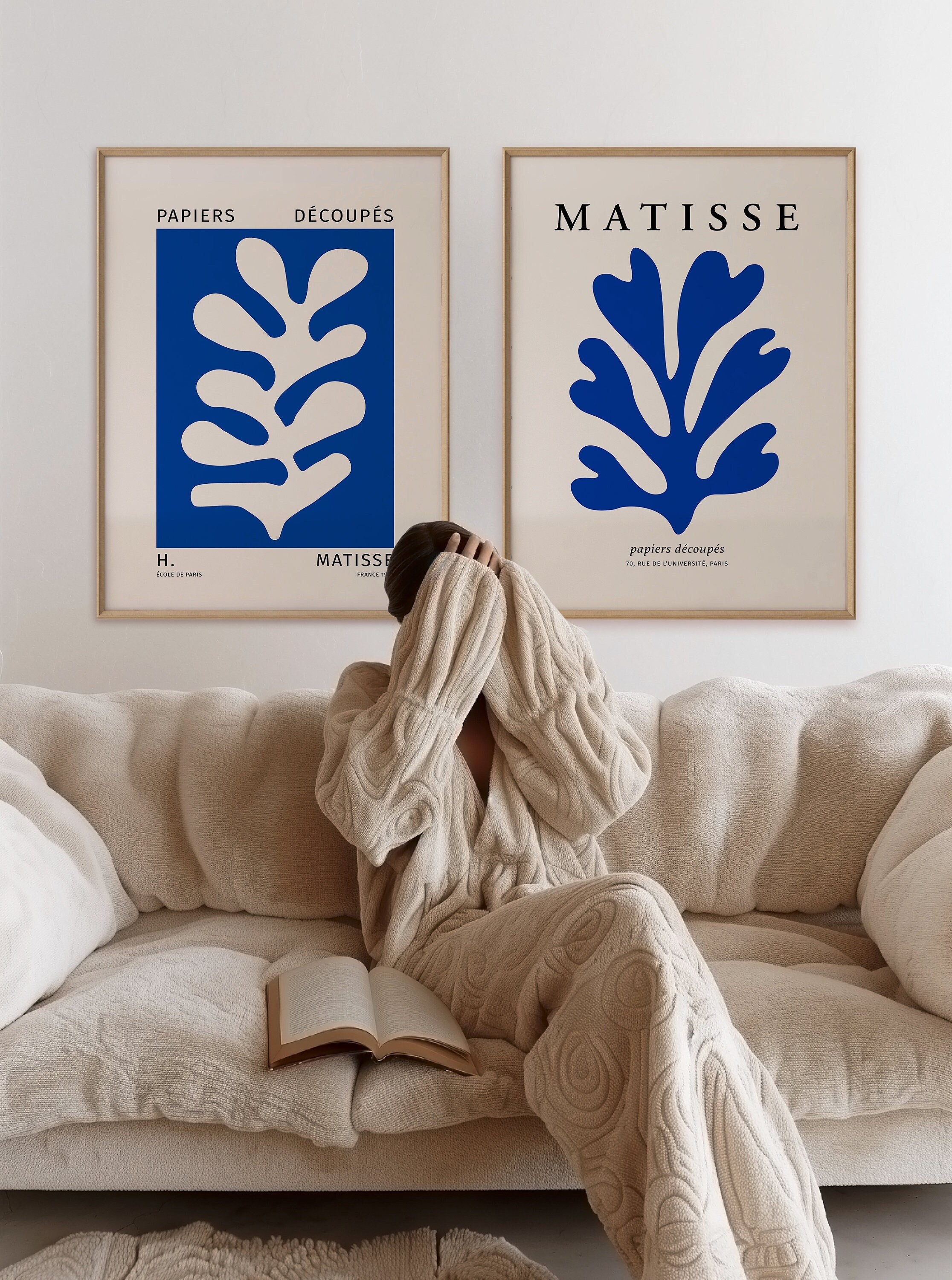 Blue Matisse Poster Pair, Matisse Art Print Set of 2, Blue Leaf Posters ...