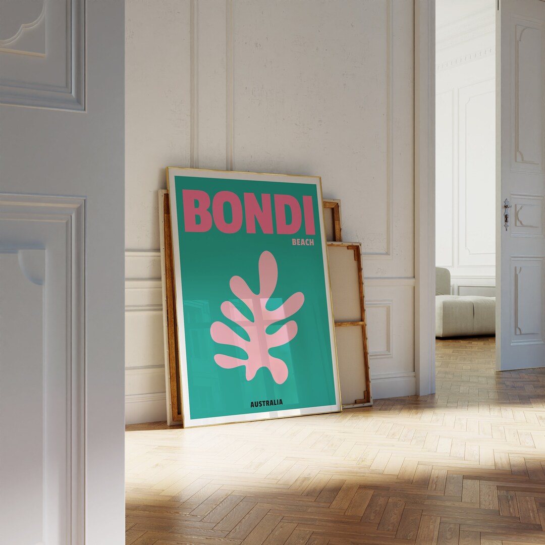 Bondi Travel Print, Digita Print, Bright Coloured Travel Print, Bondi ...