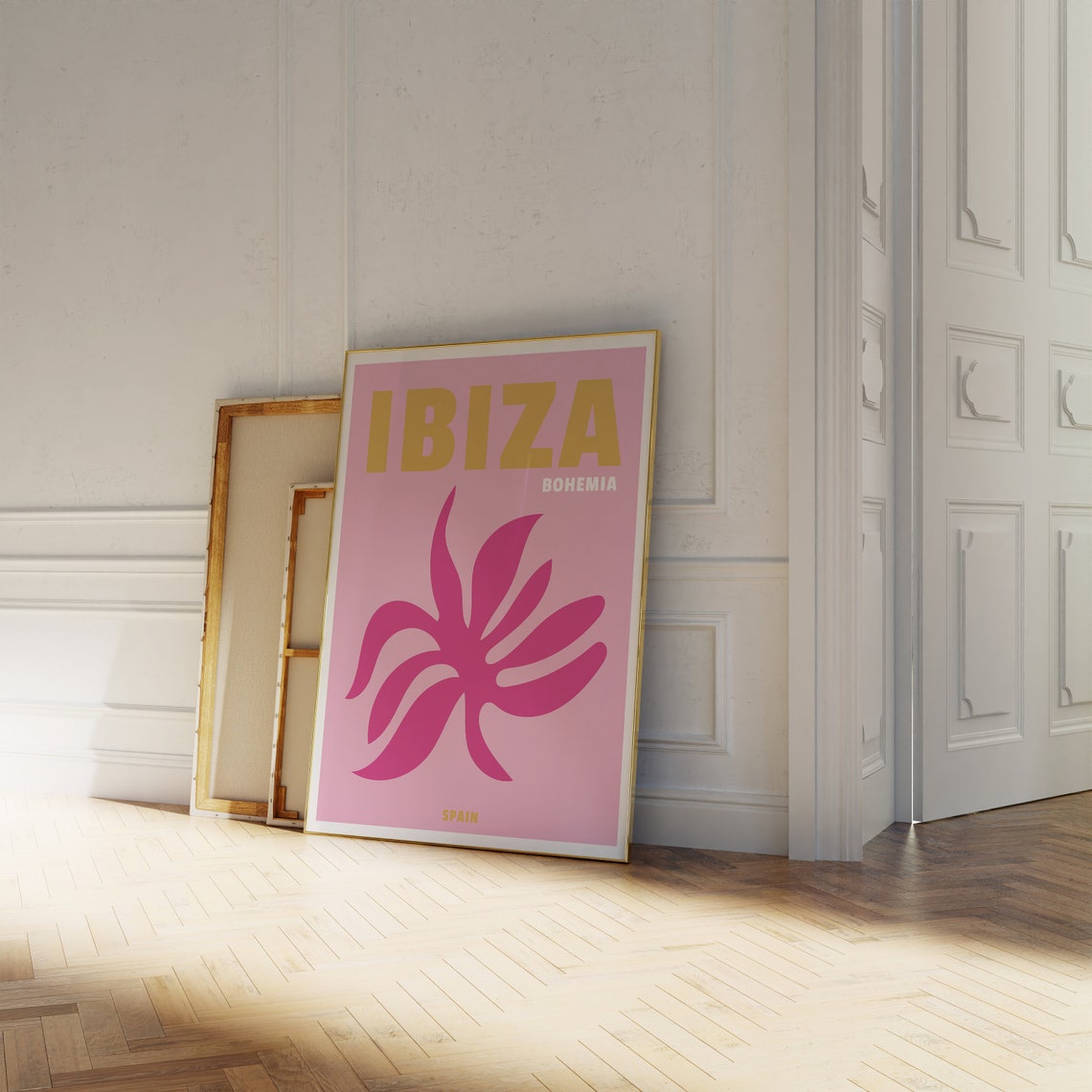Pink Ibiza Travel Poster, Pastel Pink Travel Print, Ibiza Poster, Ibiza Bohemia Art Print, Spain ...