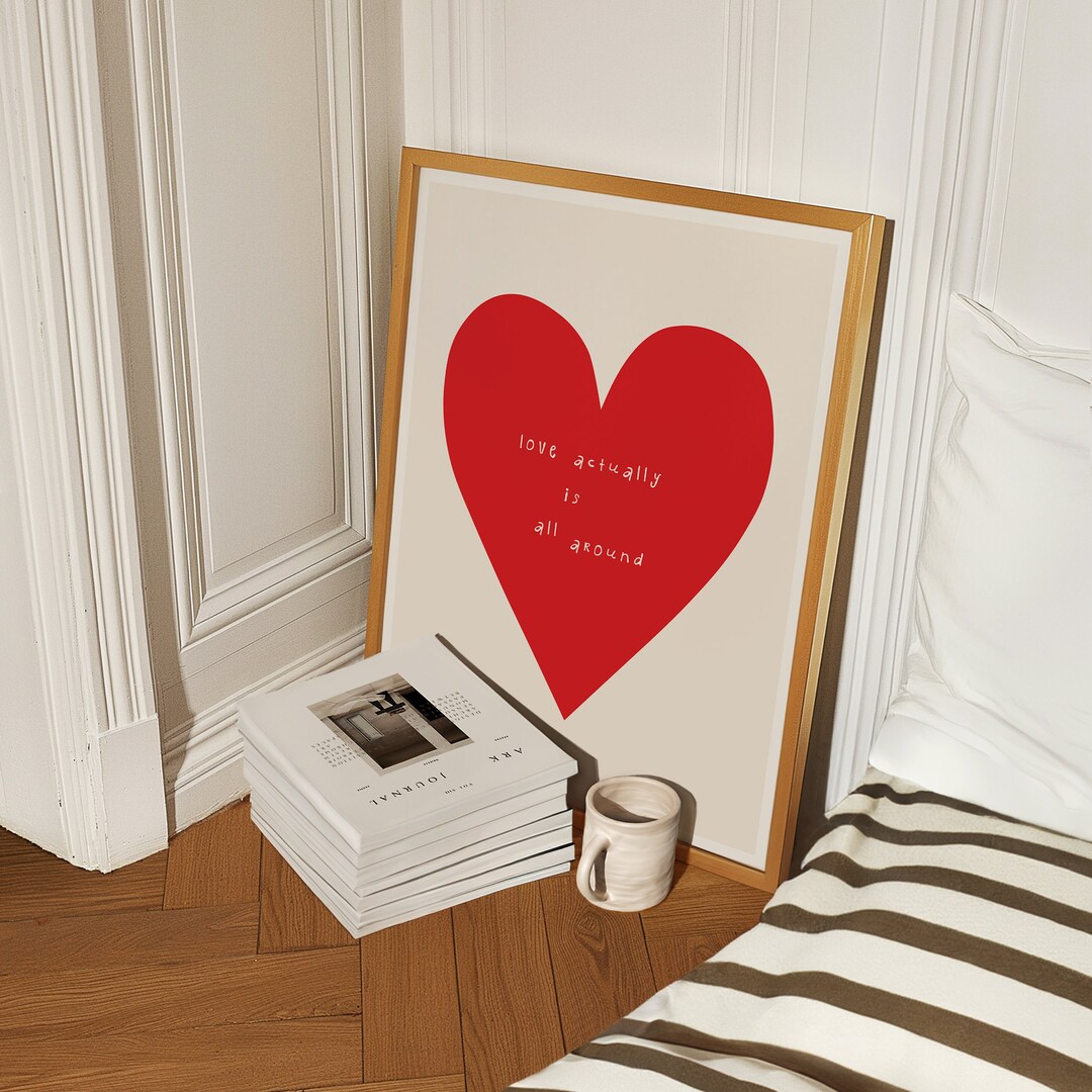Love Actually is Art Red Heart Poster, Red Heart Poster, Love Abstract ...