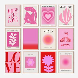 Pink Art Print Set, 47 Pink Posters, Pink Gallery Wall Art, Trendy ...
