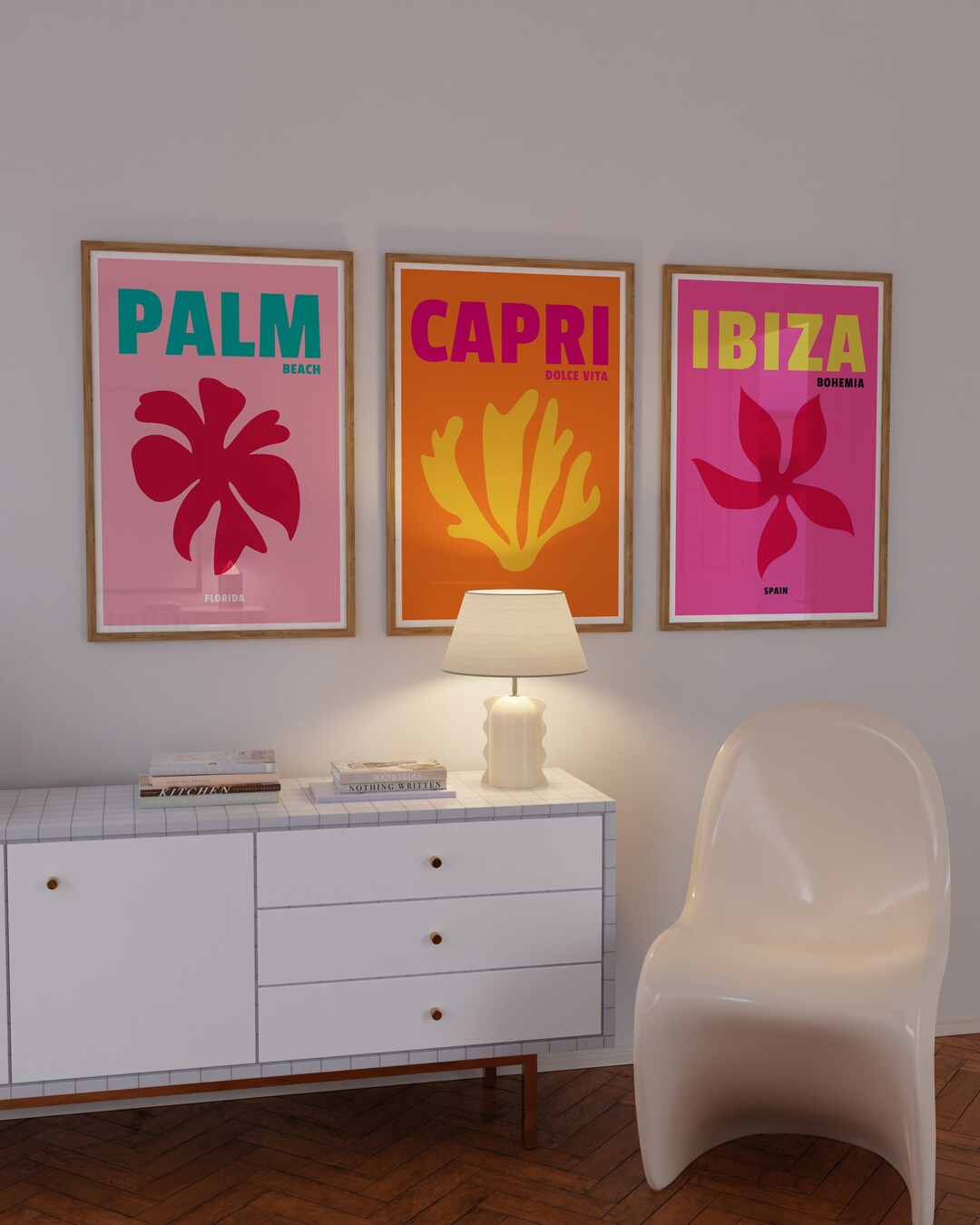 Travel Posters Set of 3, Bright Colorful Travel Print, Ibiza, Capri ...