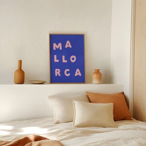 Mallorca Art Print, Mallorca Travel Poster, Spain Poster, Cute Blue ...