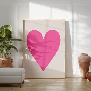 Pink Heart Art Print, Pink Matisse Poster, Love Abstract Pink Wall Art ...
