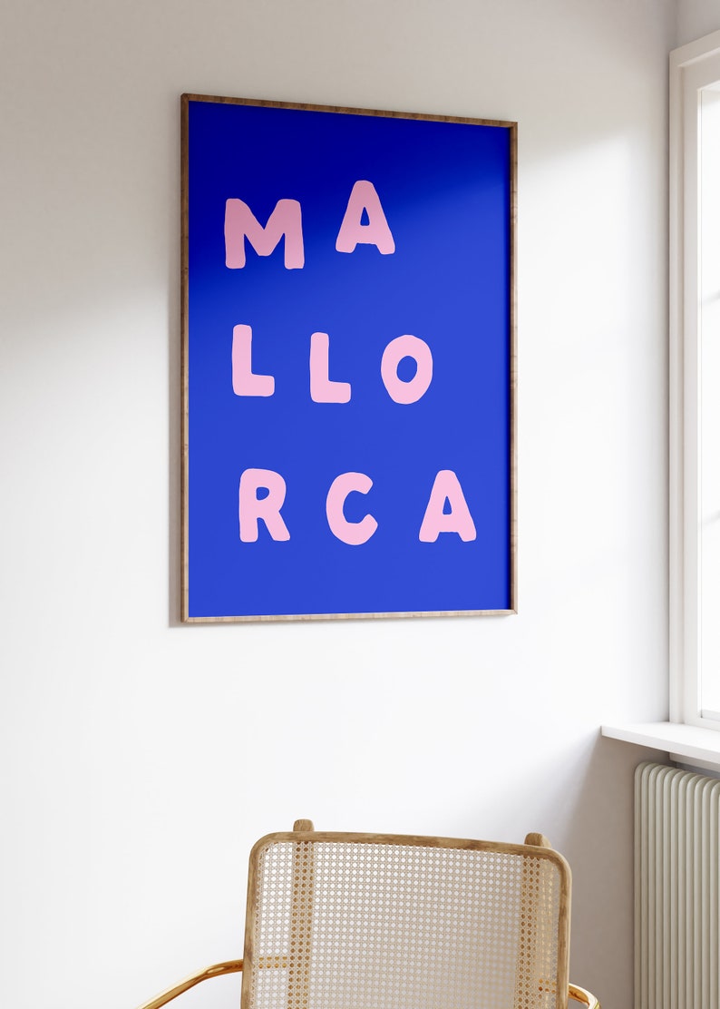 Mallorca Art Print, Mallorca Travel Poster, Spain Poster, Cute Blue ...