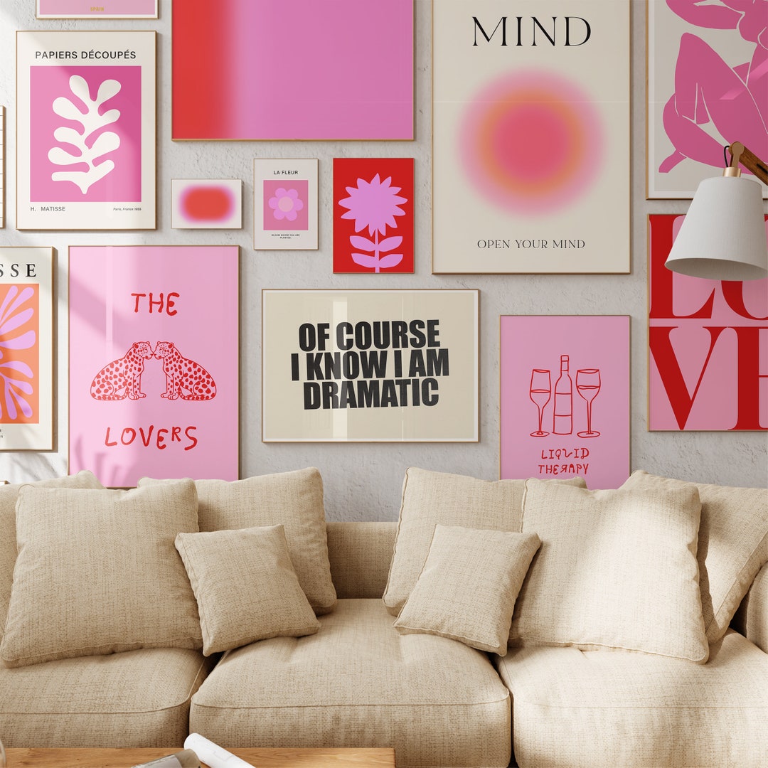 Pink Art Print Set, 47 Pink Posters, Pink Gallery Wall Art, Trendy ...