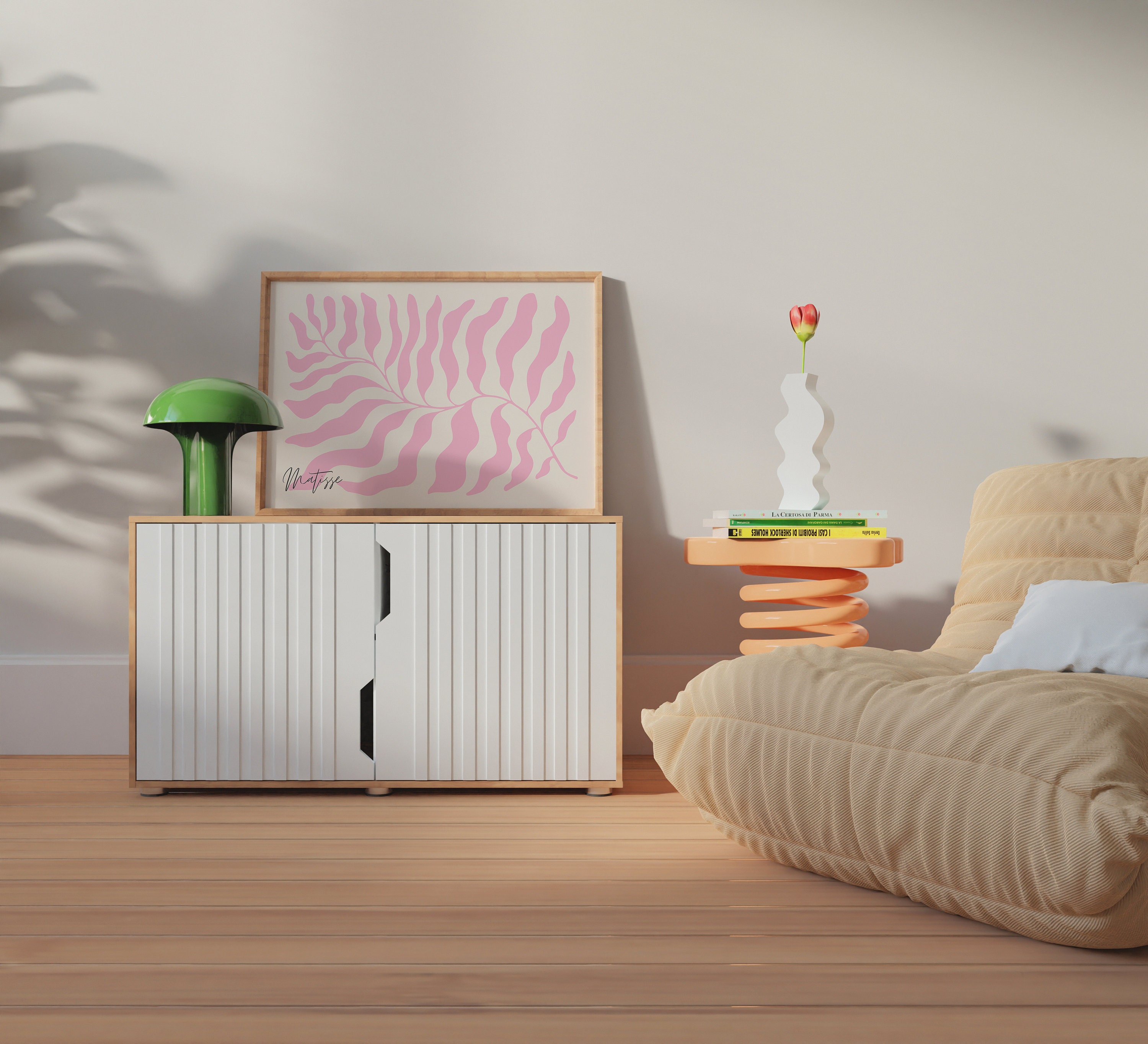 Matisse Pink Leaf Art Print, Abstract Pink Wall Art, Light Pink Art ...