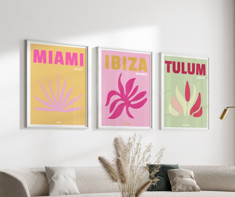 Pink Ibiza Travel Poster, Pastel Pink Travel Print, Ibiza Poster, Ibiza Bohemia Art Print, Spain ...